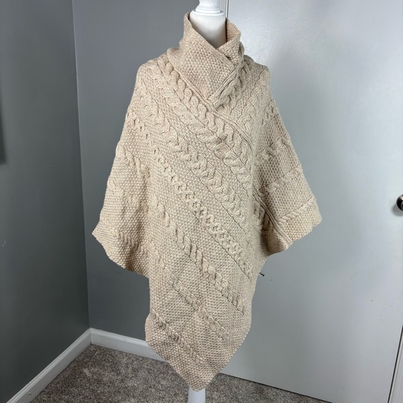 Inis Crafts | Sweaters | Inis Crafts Cable Knit Merino Wool Poncho Size ...